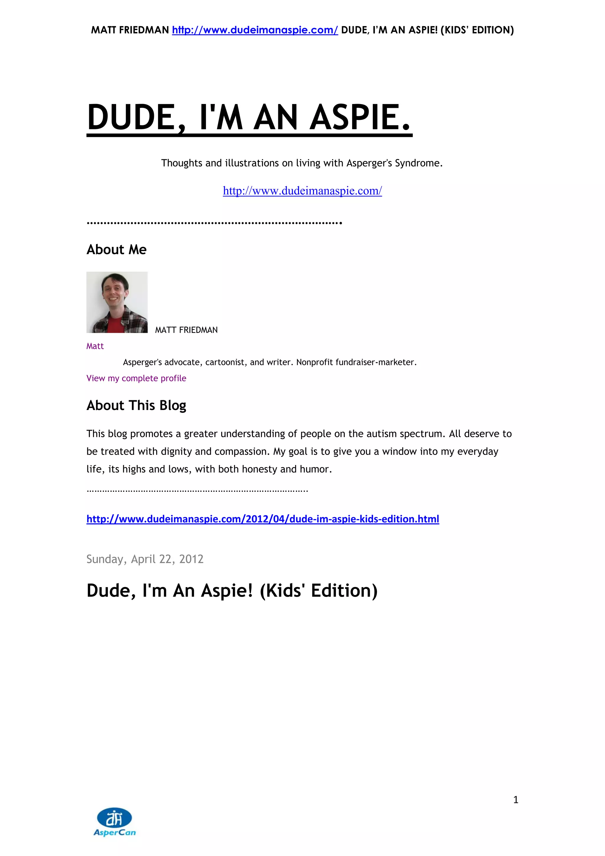 Tío, ¡soy un aspi! - Dude, I'm an aspie. Asperger. | PDF