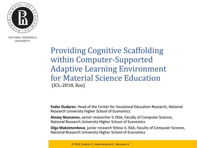 Providing Cognitive Scaffolding Within Computer Supported Adaptive