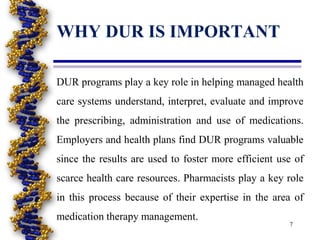 Drug utilization evaluation(DUE) & Drug utilization review) | PPT