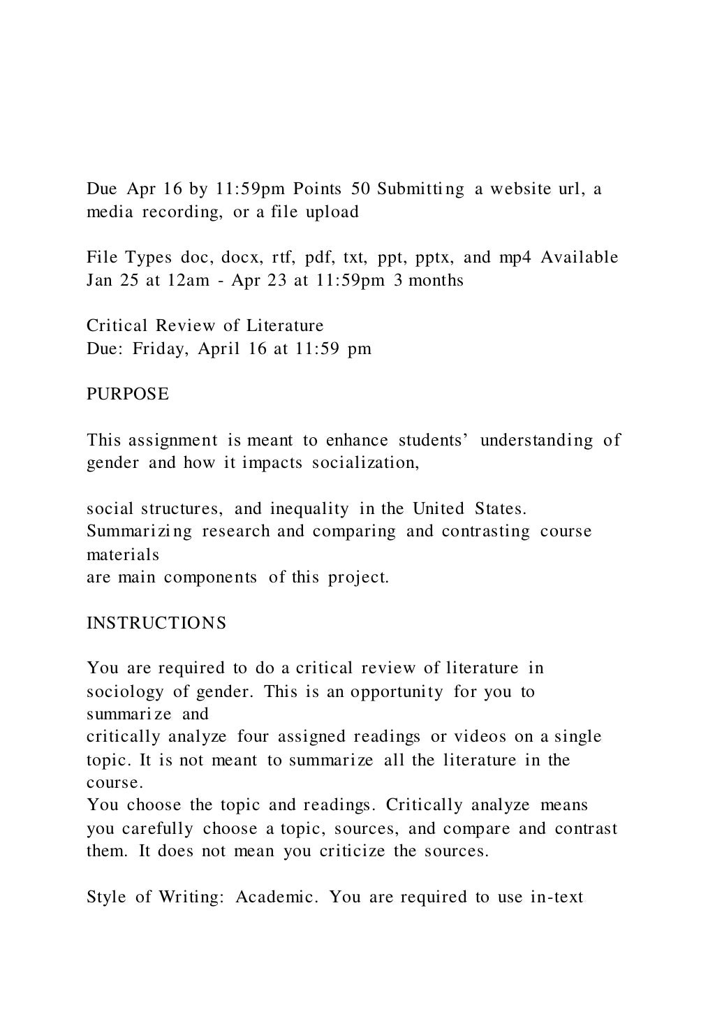Due Apr 16 By 1159pm Points 50 Submitting A Website Url A Me Pdf