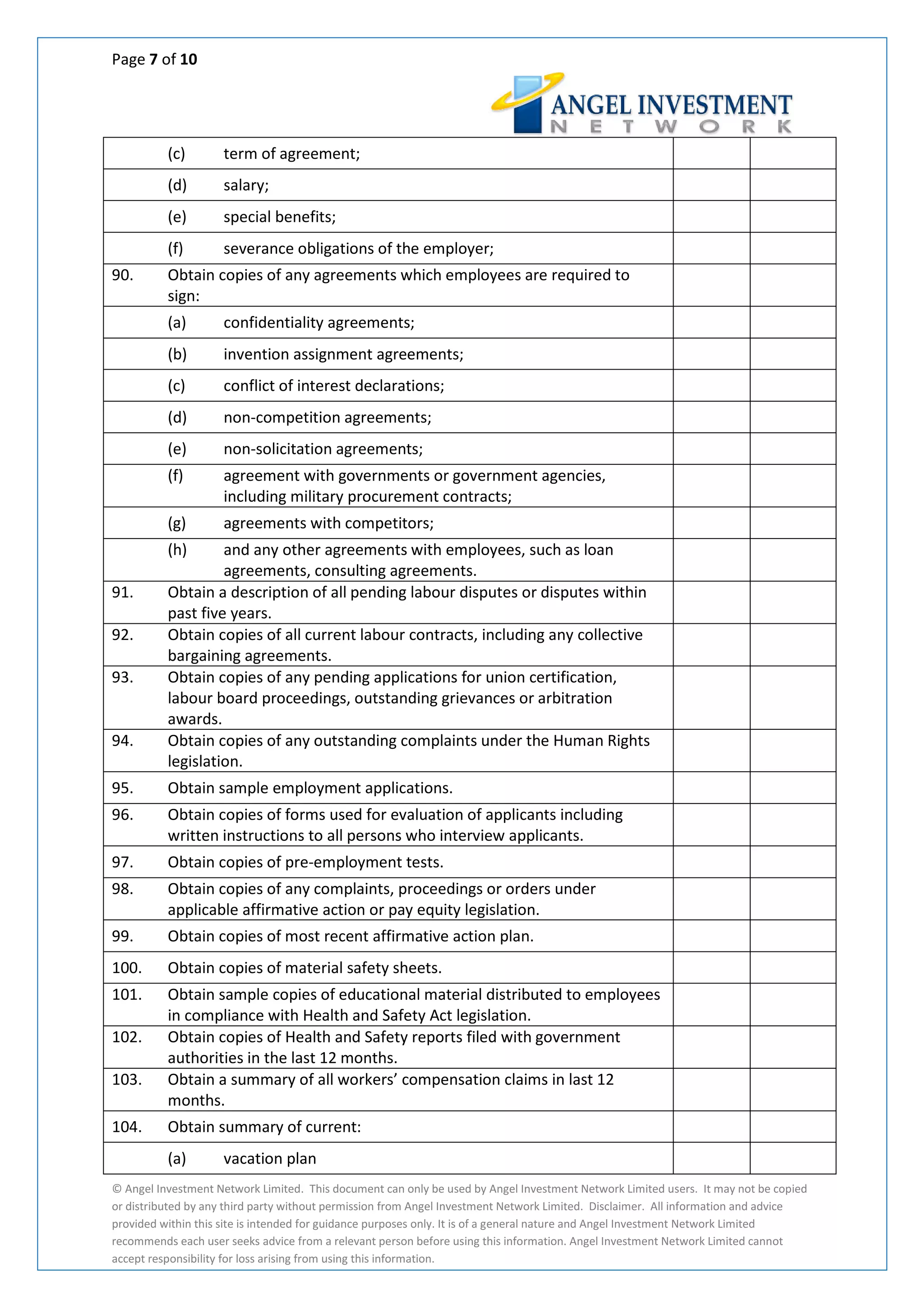 Due diligence checklist | PDF