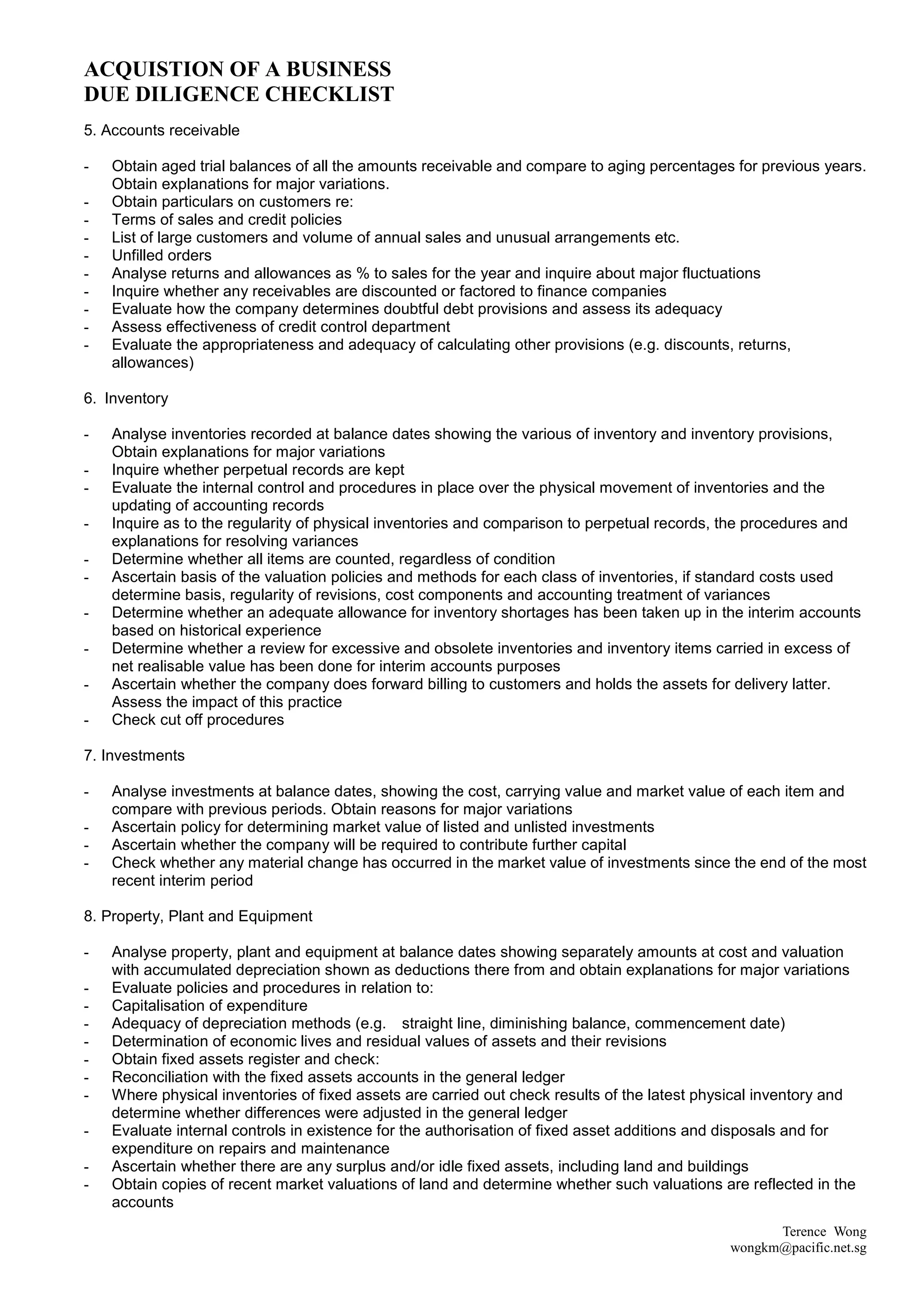 Due Diligence Checklist | PDF