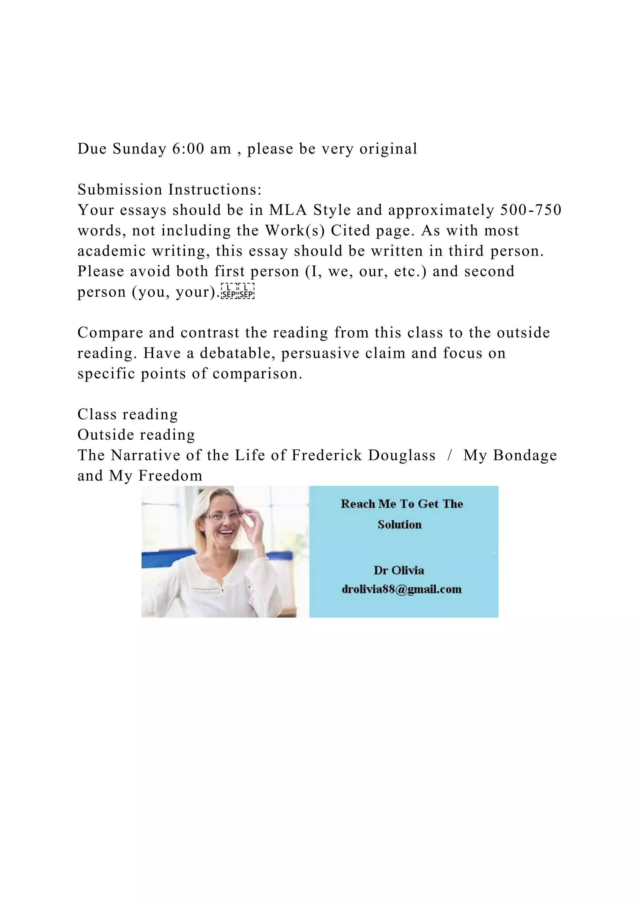 Due Sunday 600 am , please be very original Submission Inst.docx