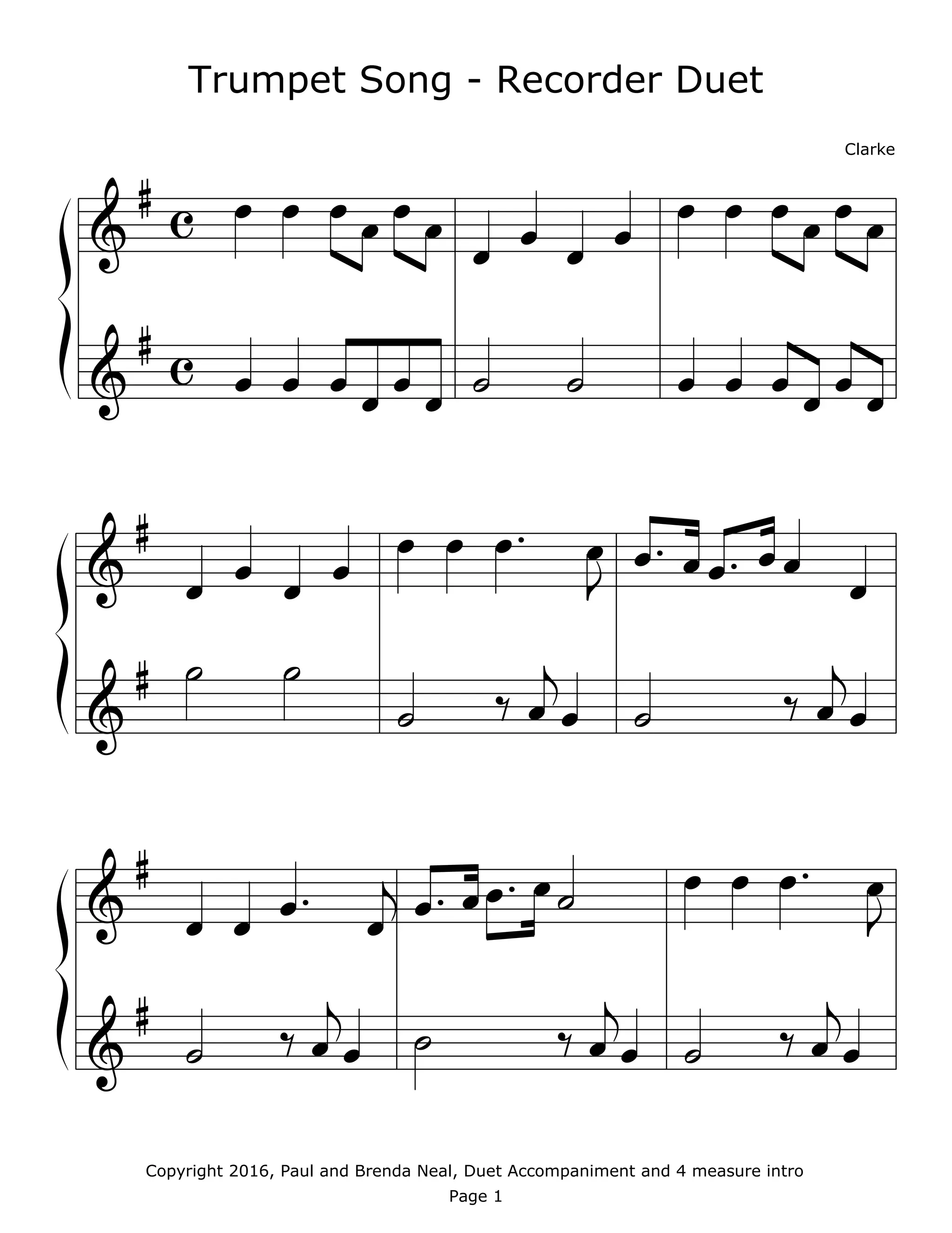 Trumpet Song - Recorder Duet | PDF