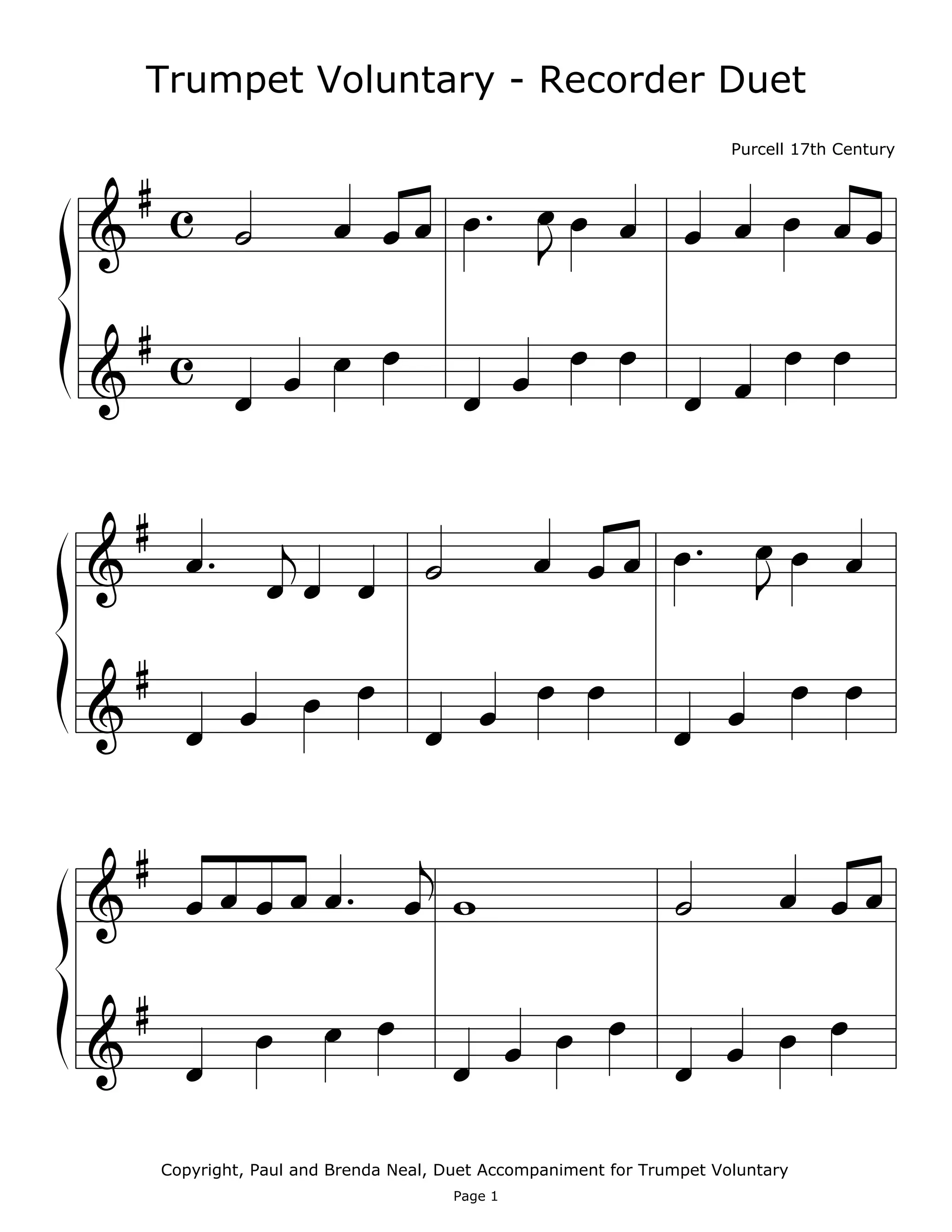 Trumpet Voluntary - Recorder Duet | PDF
