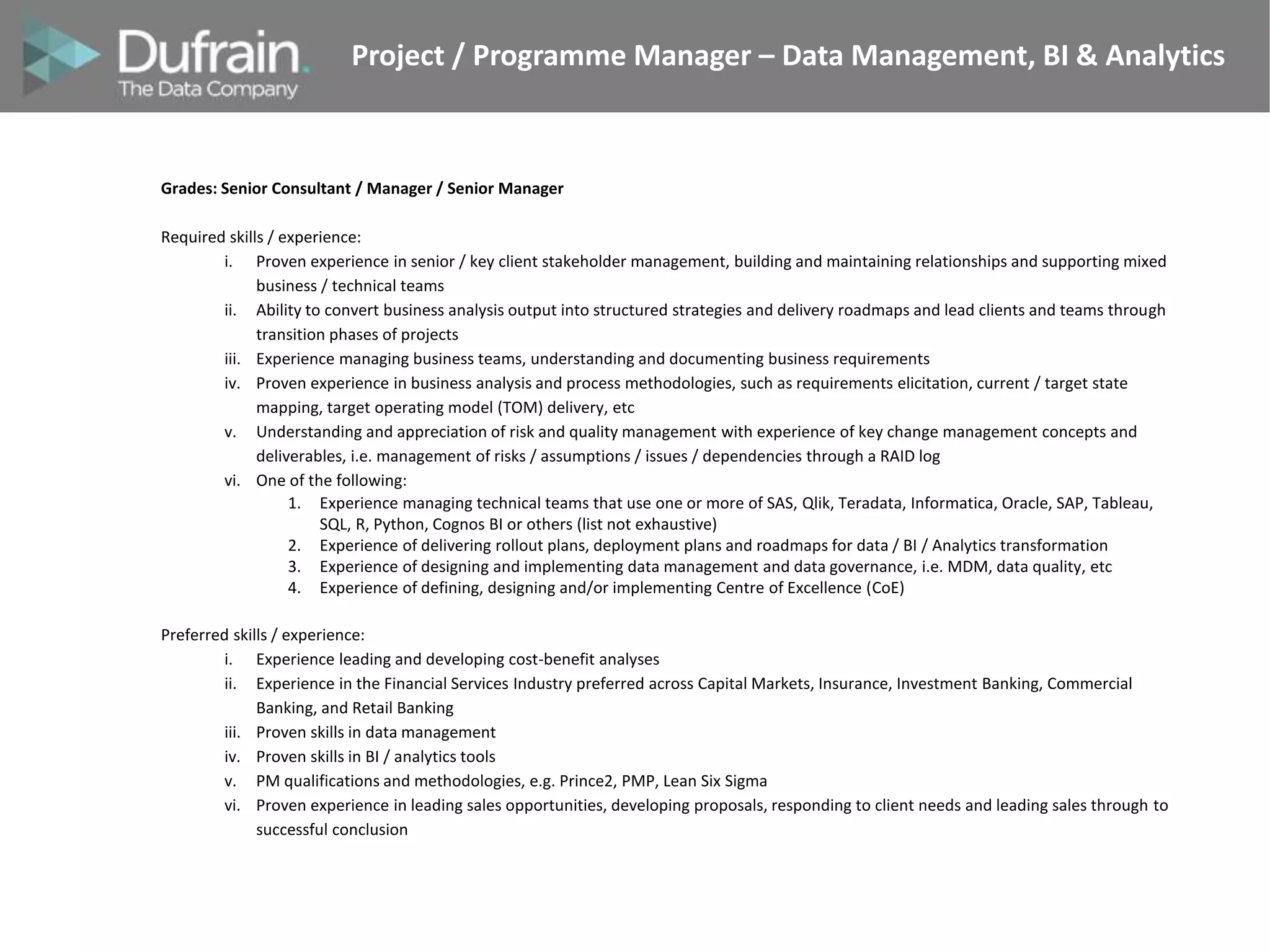 Dufrain Roles | PPTX