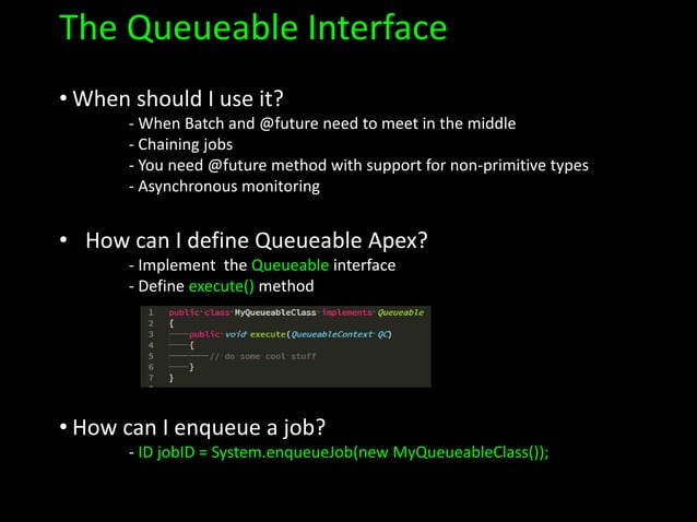 Batchable vs @future vs Queueable | PPT