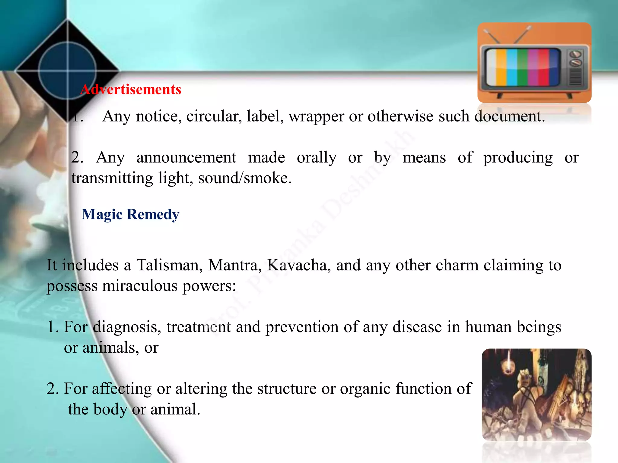 Drugs and magic Remedies, Act 1954 | PDF