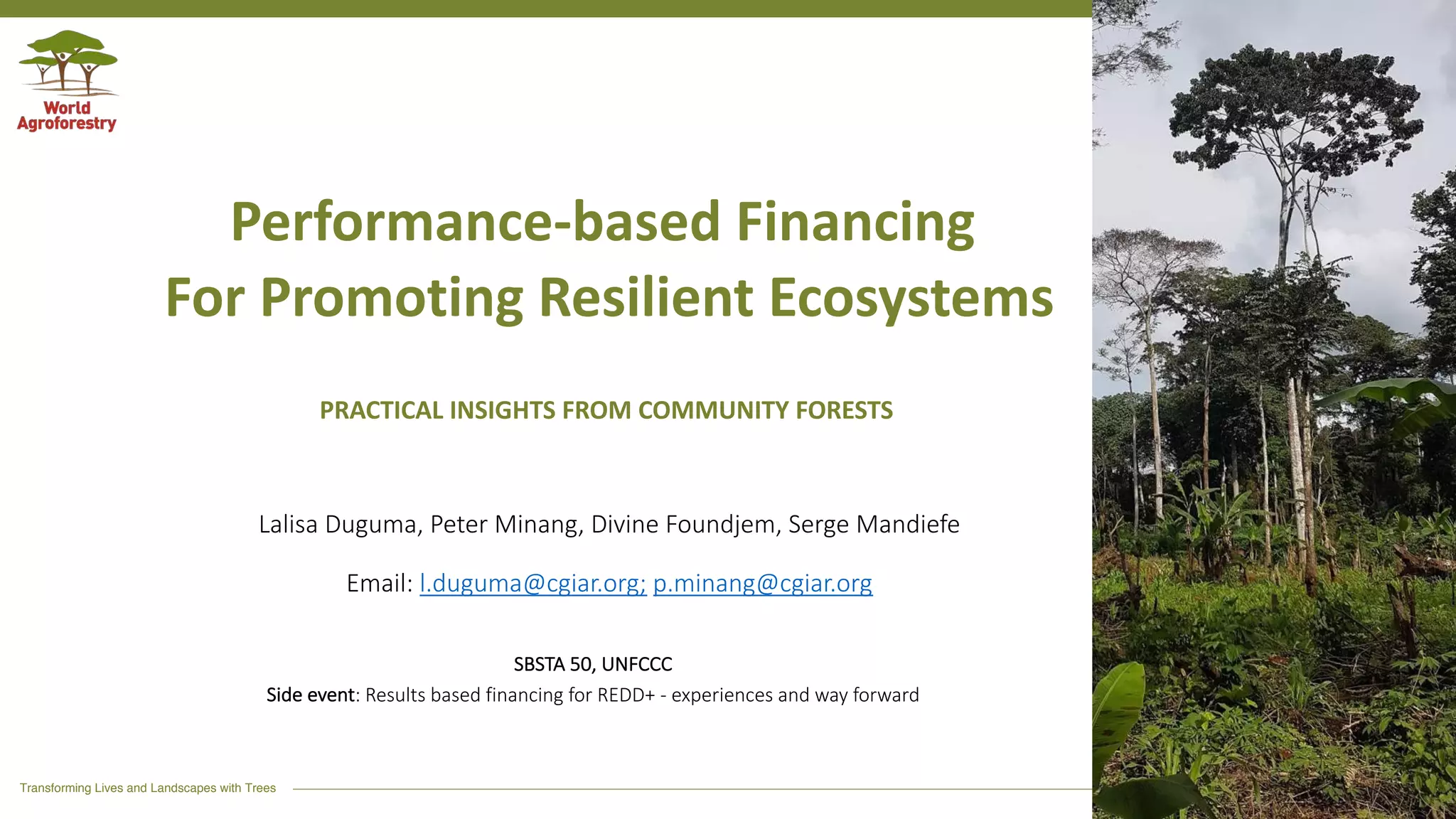 Performance-based Financing for Promoting Resilient Ecosystems | PPT