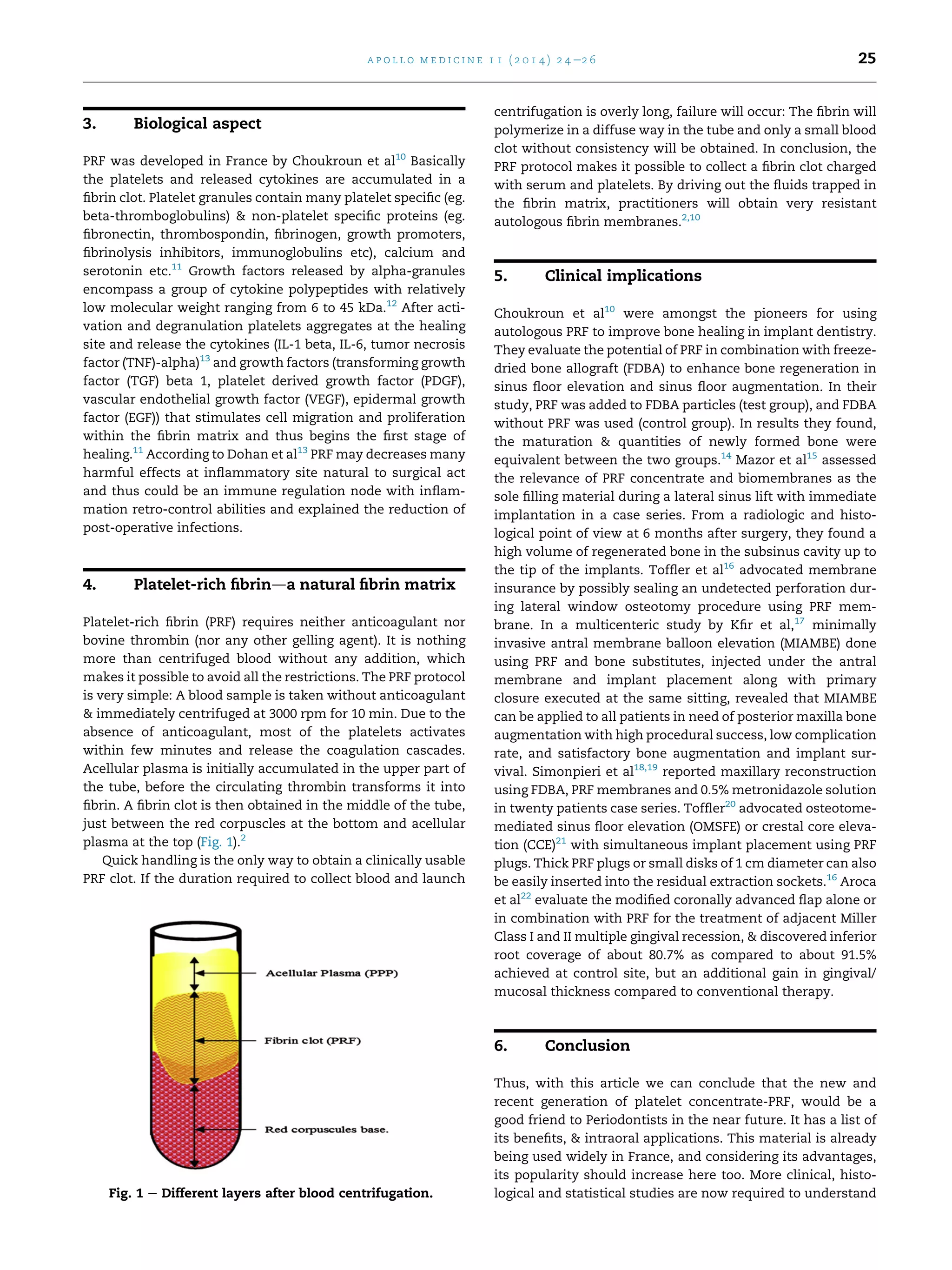 Platelet rich fibrin: an autologous bioactive membrane | PDF