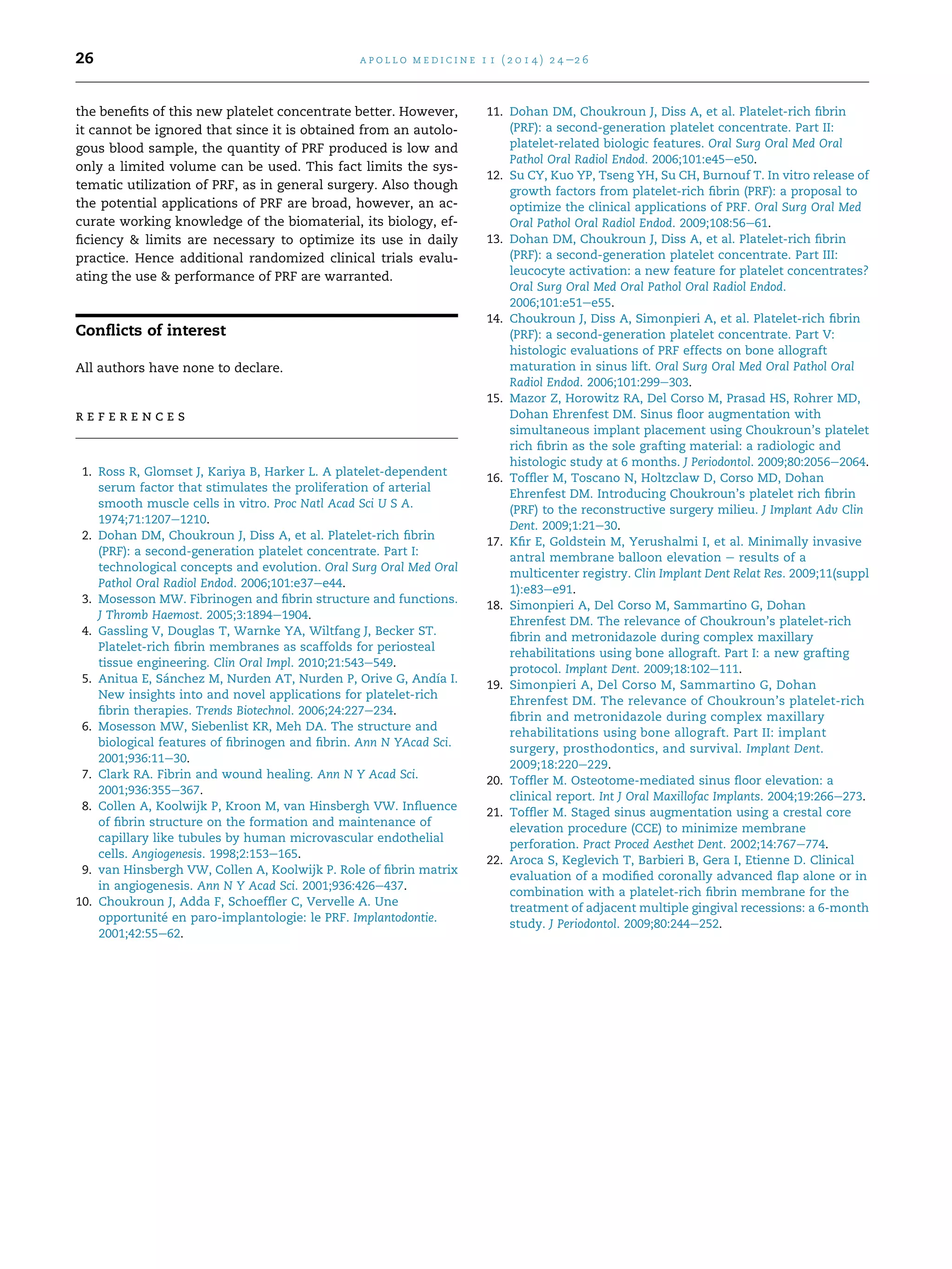 Platelet rich fibrin: an autologous bioactive membrane | PDF