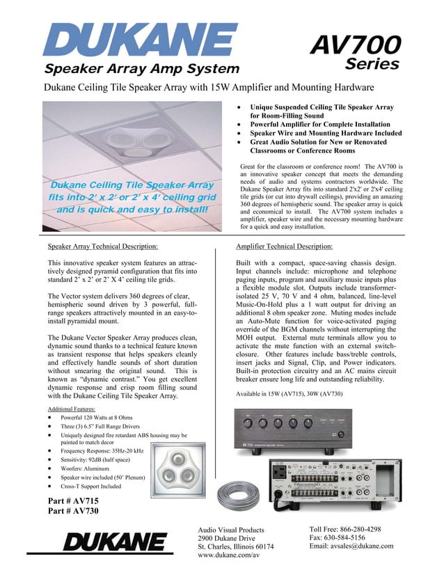 Dukane av 700 speaker array amp system | PDF | Digital Audio | Computer Software and Applications