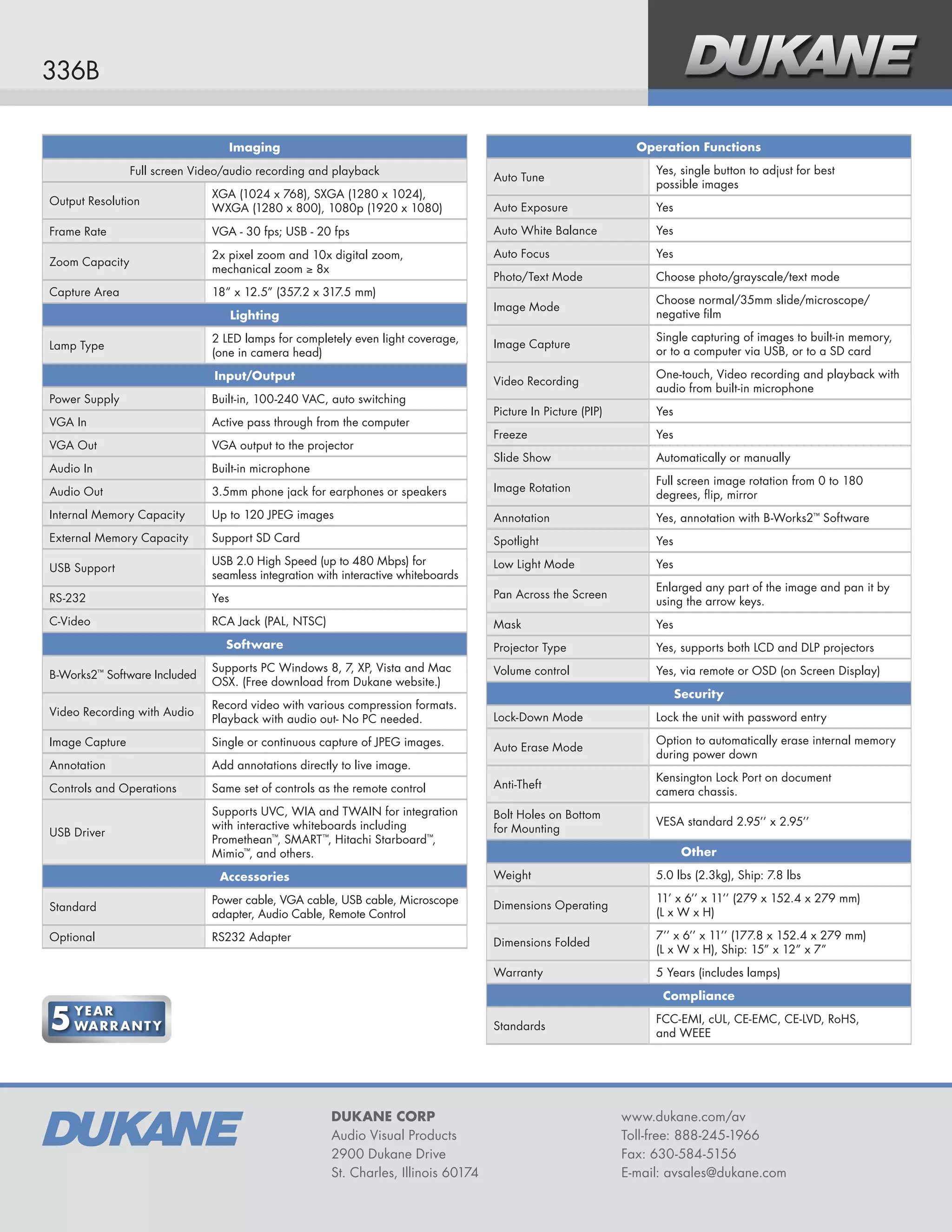 Dukane camera 336 b | PDF