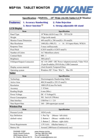 Dukane msp19 a annotation monitor | PDF