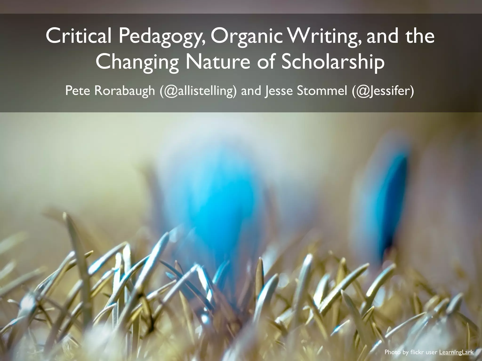 Critical Pedagogy, Organic Writing, and the Changing Nature of ...