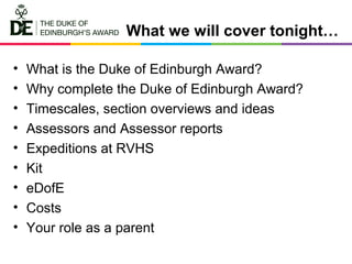 Duke of Edinburgh parent information evening | PPT