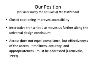 [NEW RESEARCH] How Captions + Interactive Transcripts Help Students in Online Courses | PPT