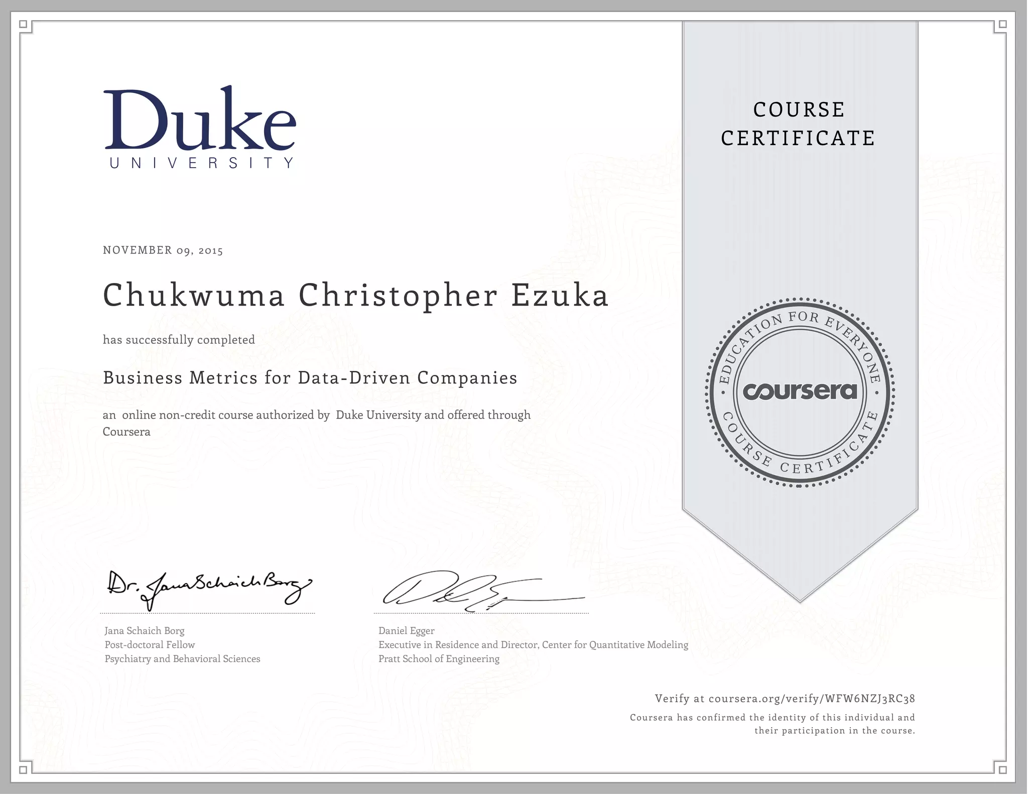 Duke university business metrics for data-driven companies | PPT