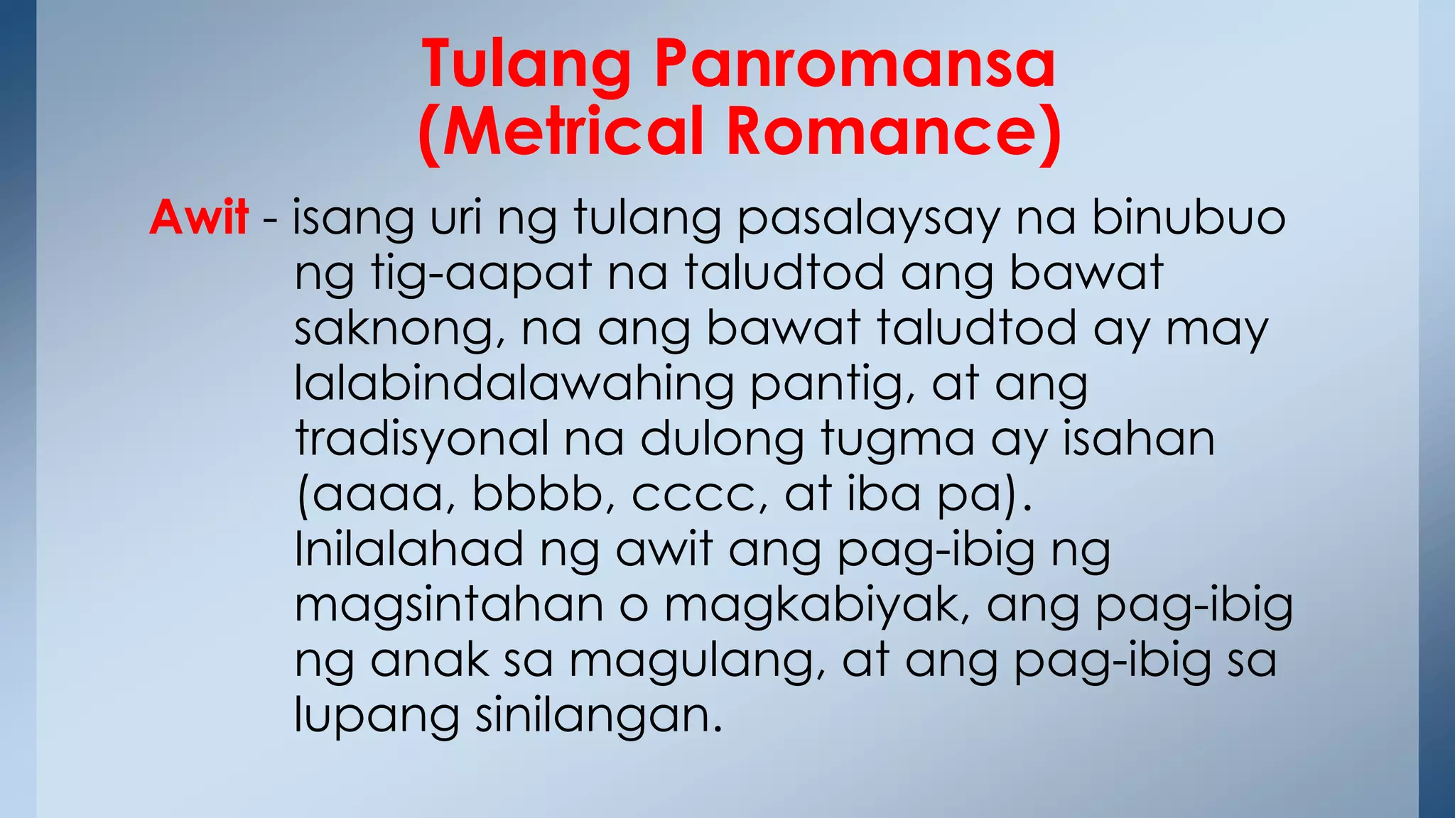 Dulang patula sa panahon ng Kastila | PPTX