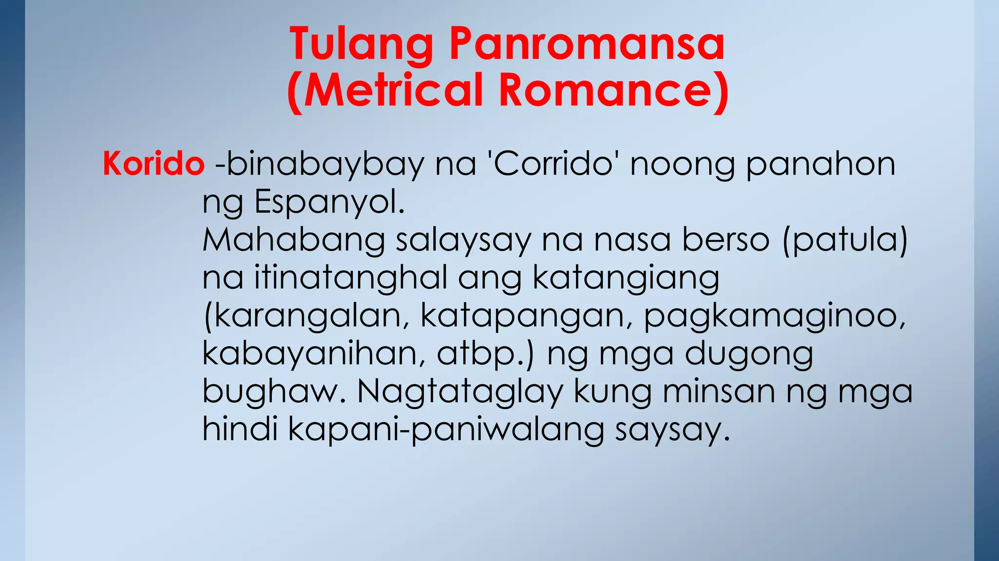 Dulang patula sa panahon ng Kastila | PPTX