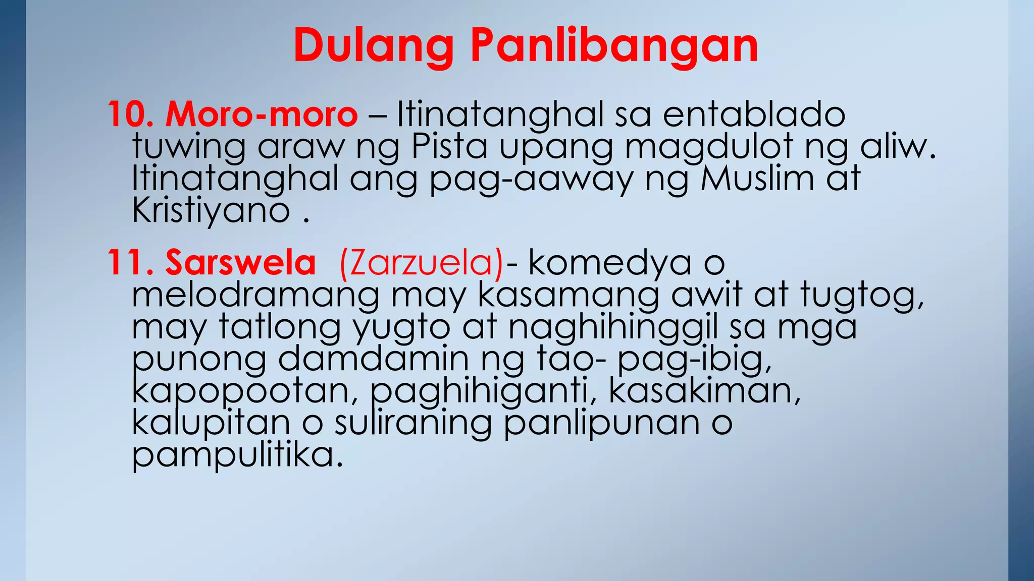 Dulang patula sa panahon ng Kastila | PPTX