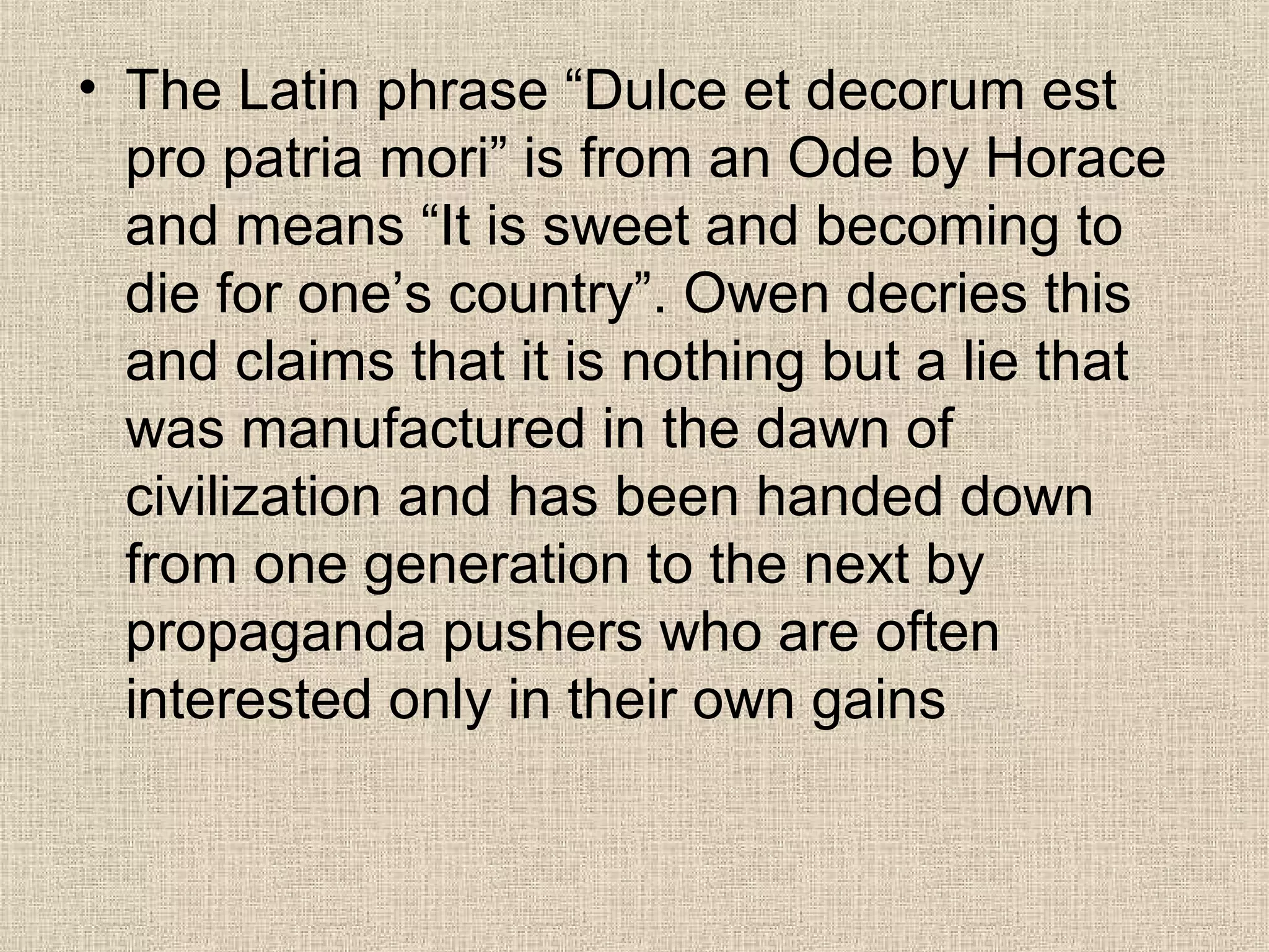 Dulceetdecorumest 121029230042-phpapp02 | PPT