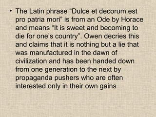 Dulceetdecorumest 121029230042-phpapp02 | PPT