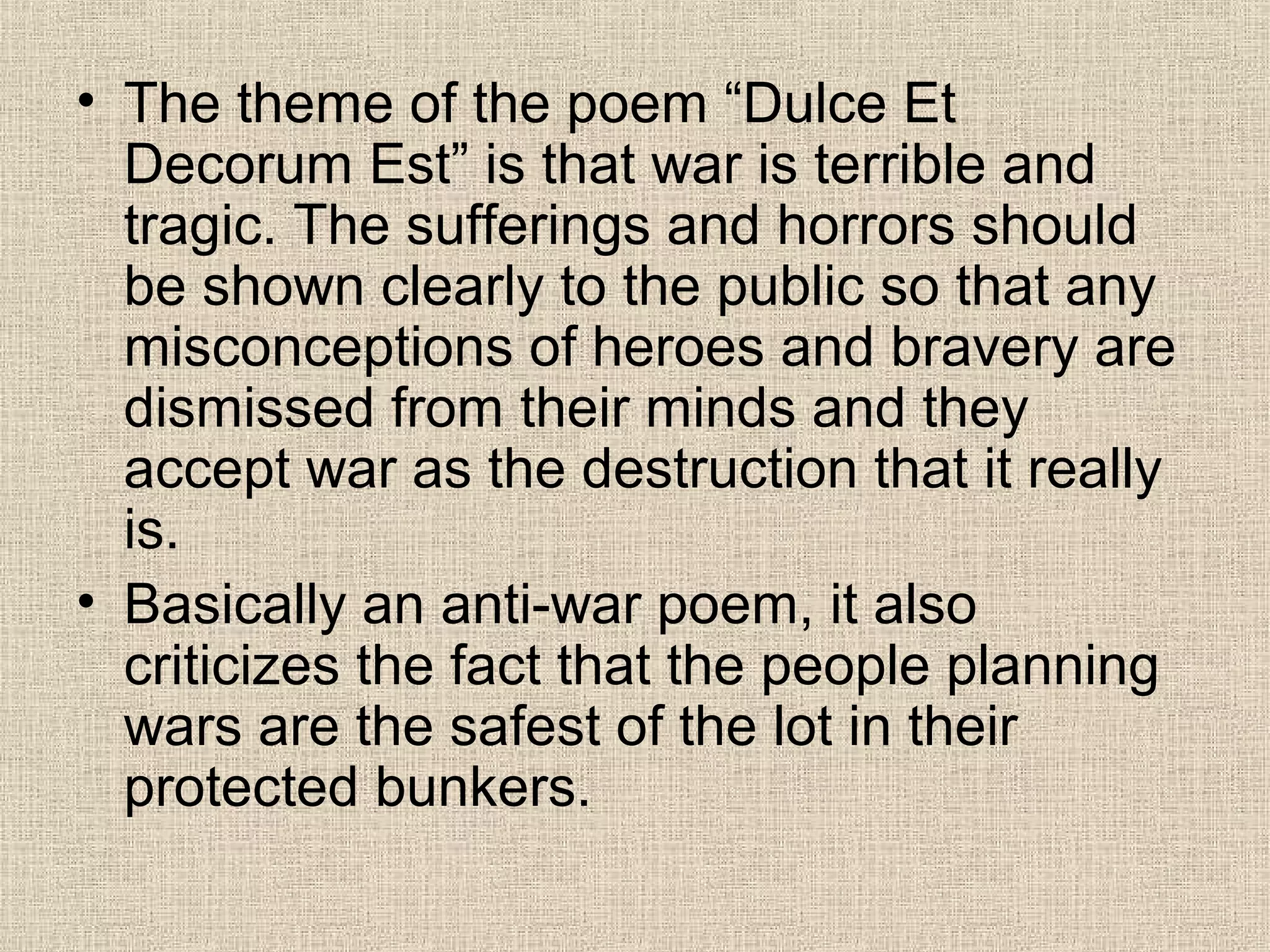 Dulce et decorum est | PPT
