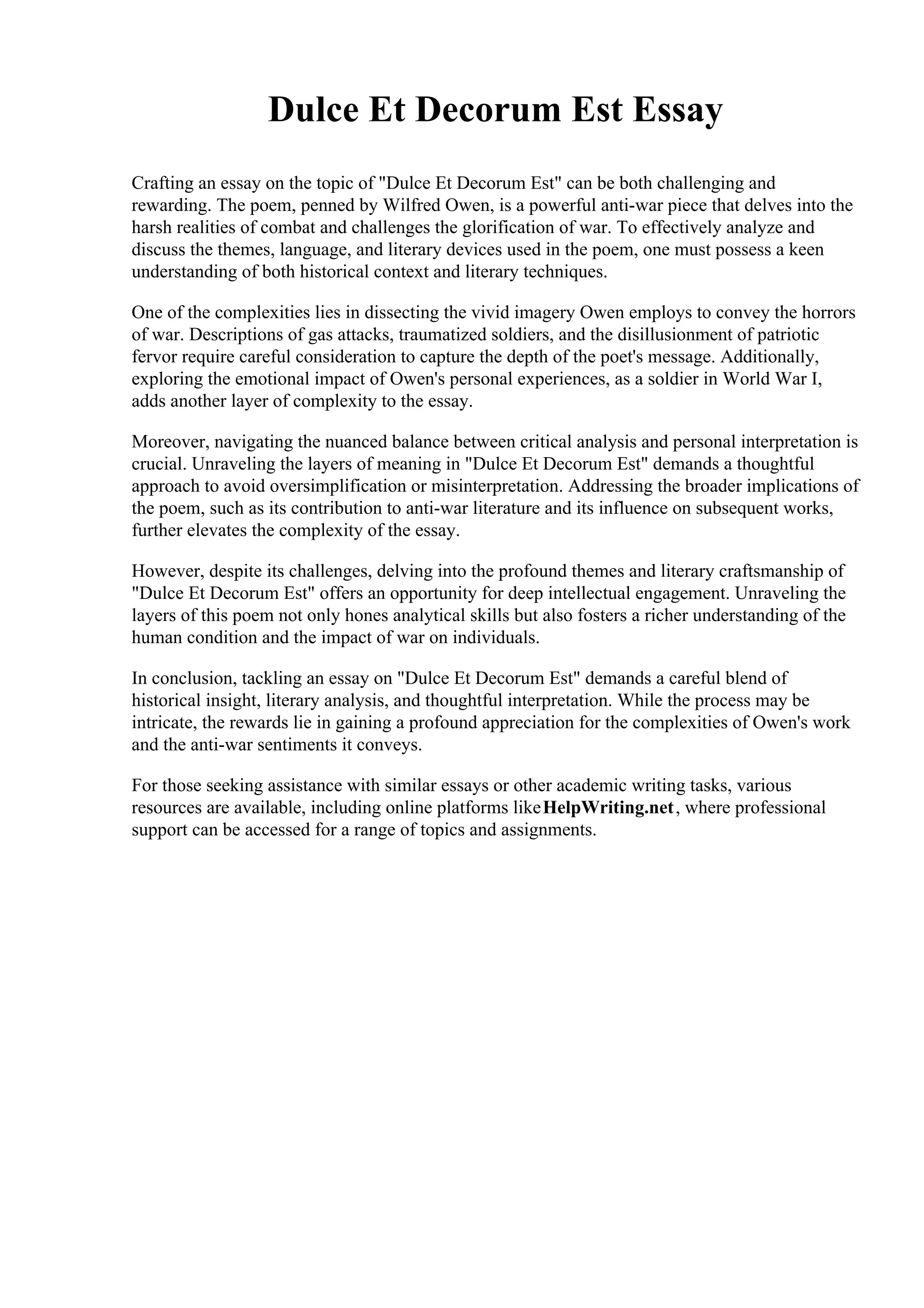 Dulce Et Decorum Est Essay.pdf