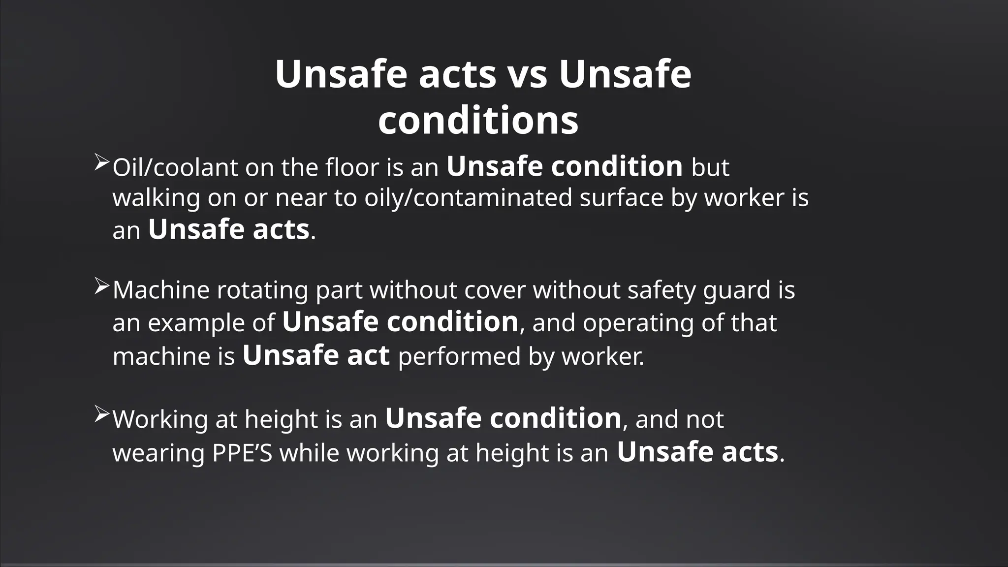 unsafe act and unsafe conditions hsnsgsbsnsbsvsbsbsbe | PPTX