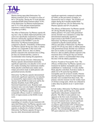 Duloxetine Delayed-Release capsules USP Taj Pharma SmPC | PDF