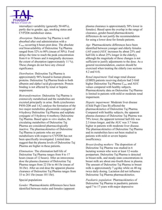 Duloxetine Delayed-Release capsules USP Taj Pharma SmPC | PDF