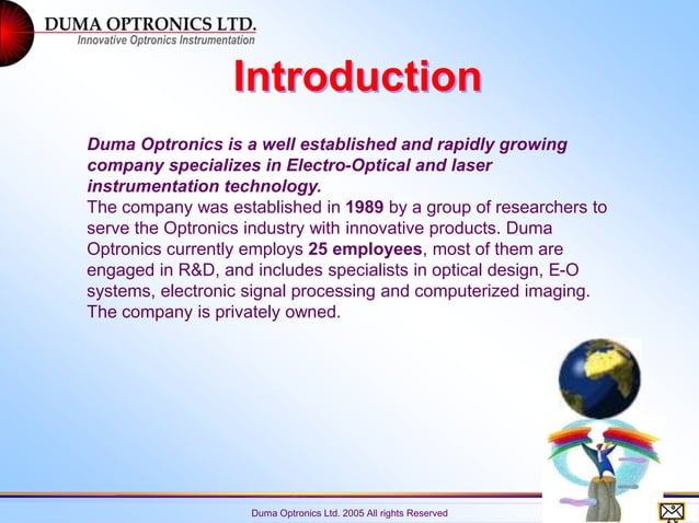 Duma Optronics: Electro-Optical and Laser Instrumentation Technology | PPT