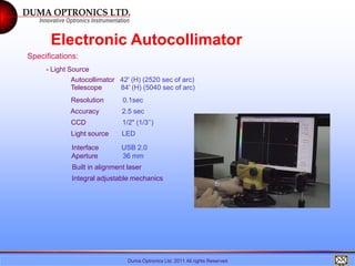 Duma Optronics: Electro-Optical and Laser Instrumentation Technology | PPTX