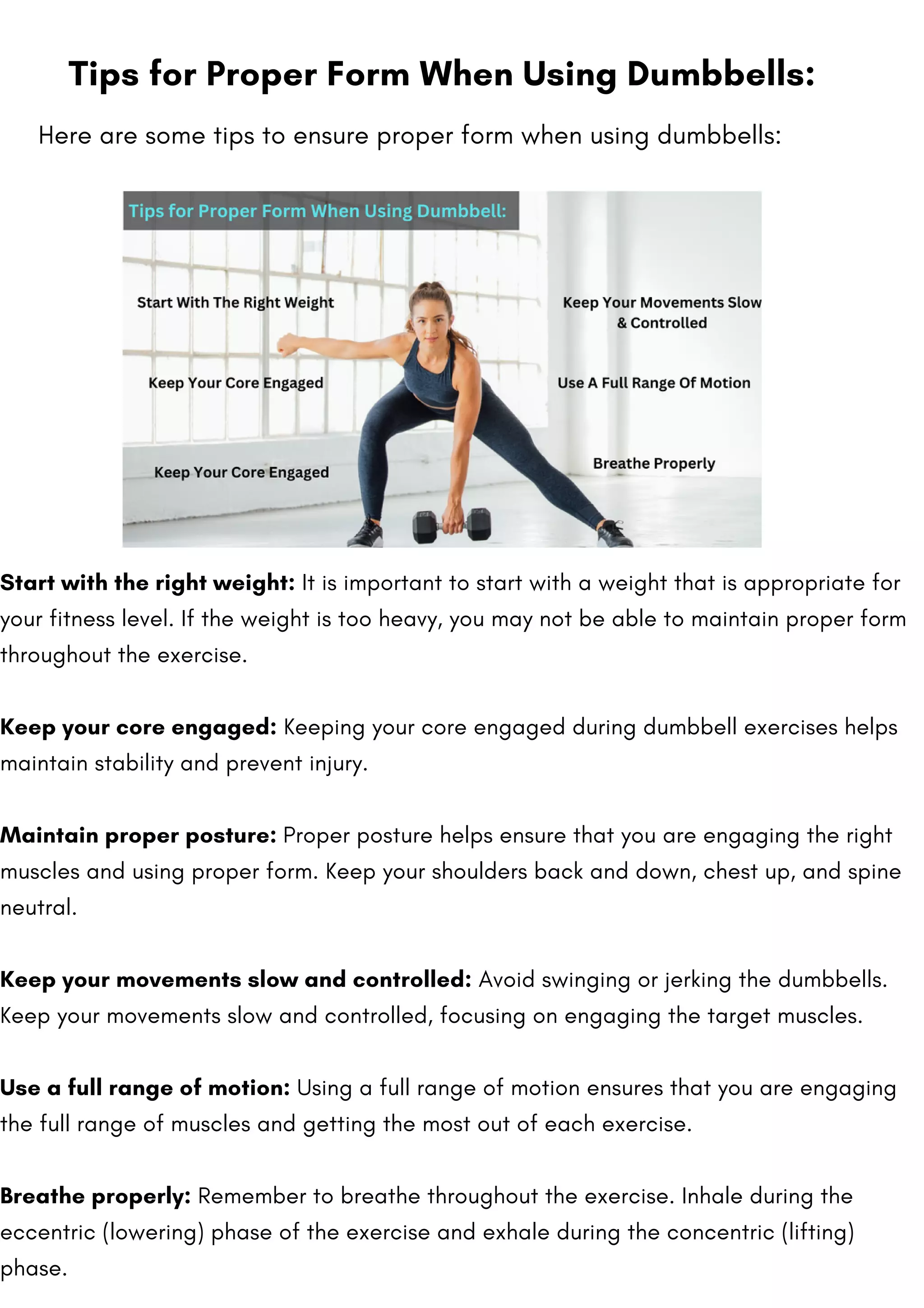 Dumbbell Workout - Benefits, Importance Tips of Using Dumbbells | PDF