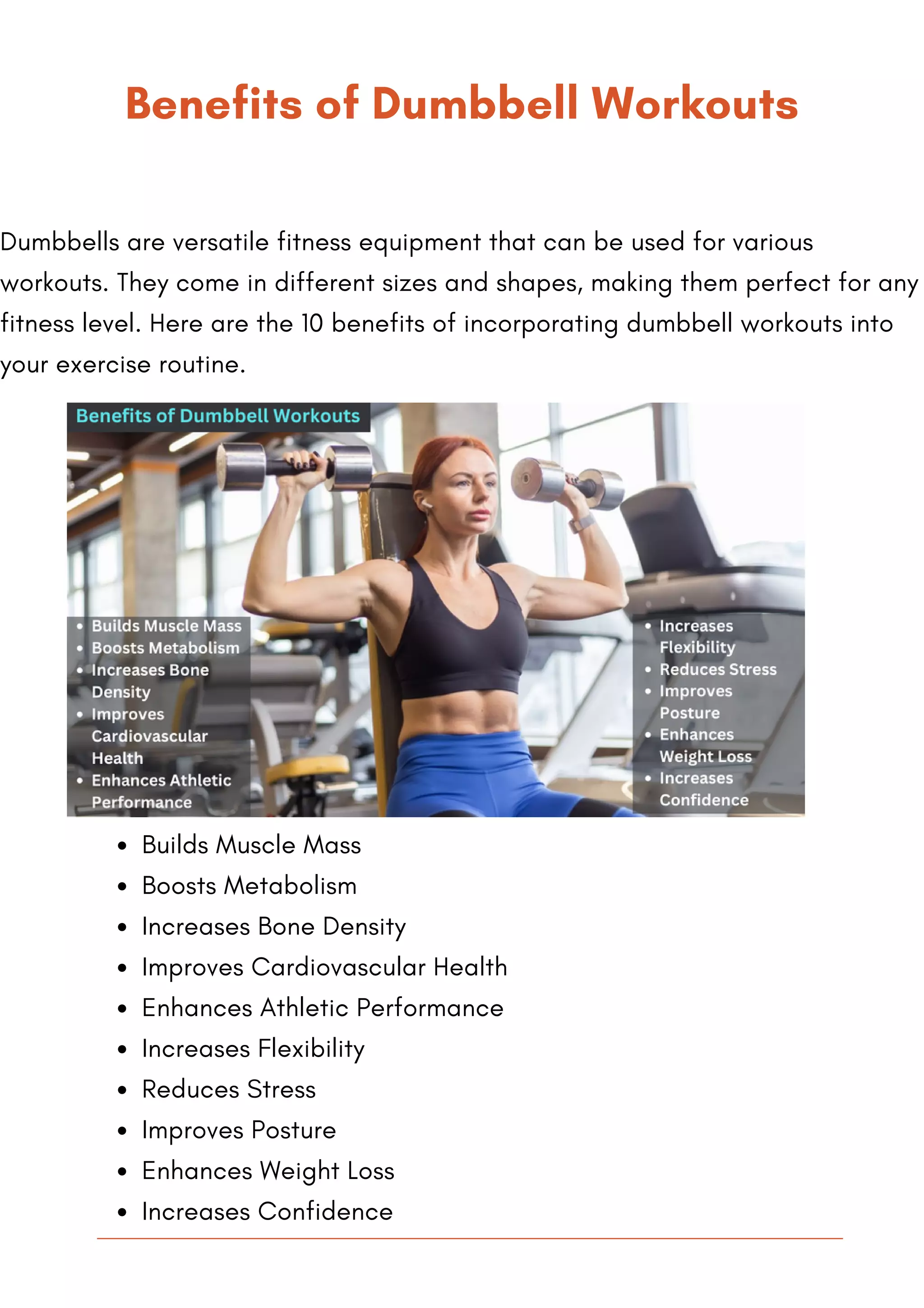 Dumbbell Workout - Benefits, Importance Tips of Using Dumbbells | PDF