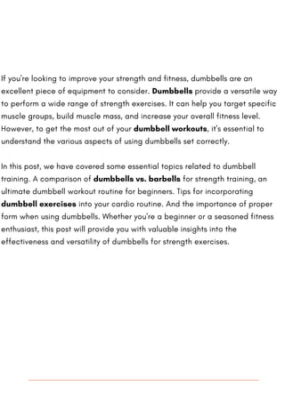 Dumbbell Workout - Benefits, Importance Tips of Using Dumbbells | PDF