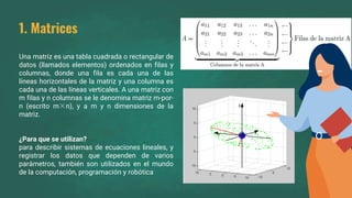 Matemáticas para las ciencias y artes: Presentación de matrices | PDF