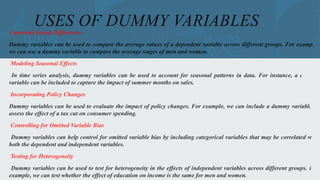 Dummy Variables in Regression Analysis: Concepts and Applications | PPTX
