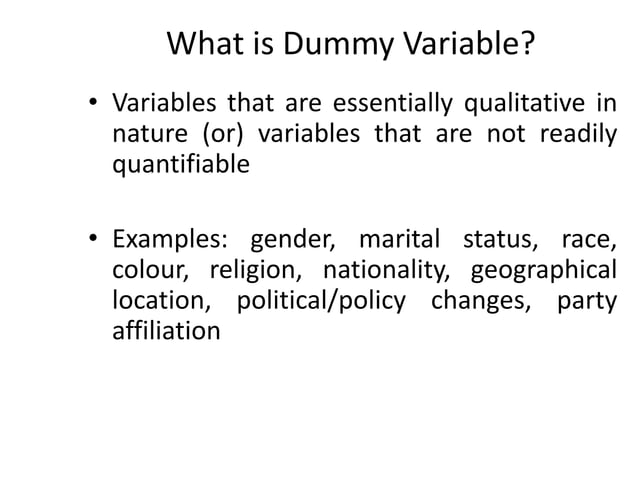Dummyvariable1 | PPT