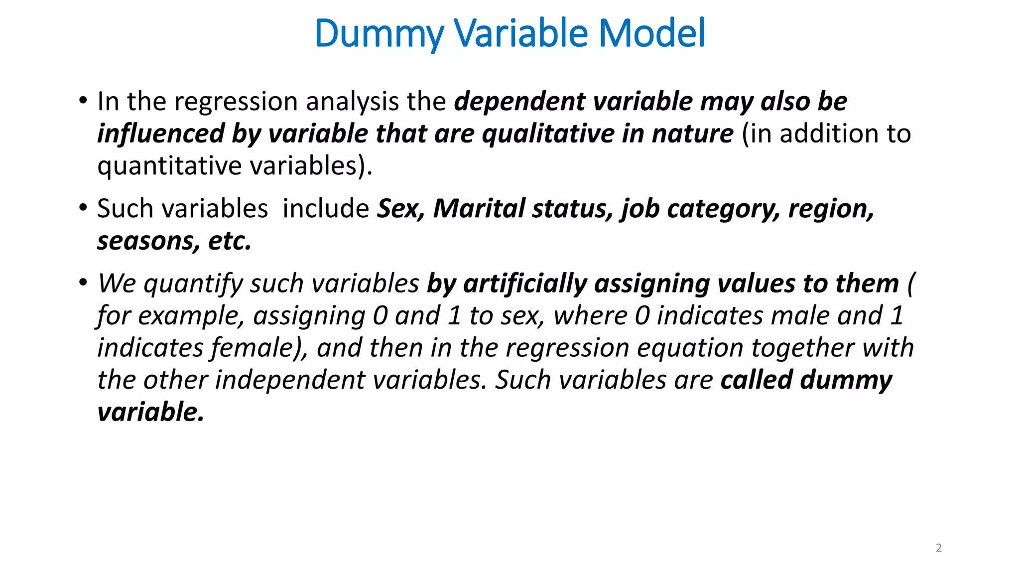 Dummy variable model | PPTX