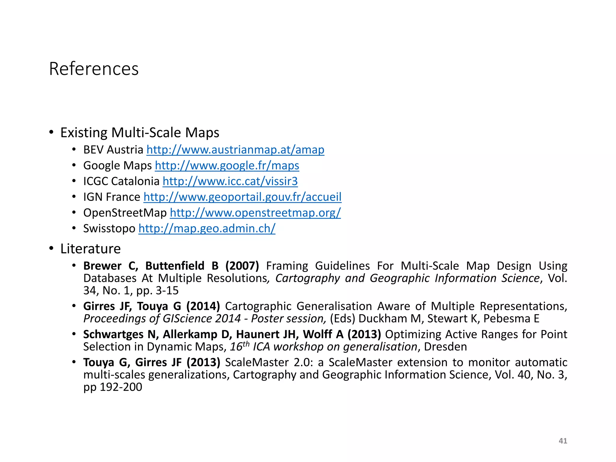 Automated generalisation of intermediate levels in a multi-scale ...