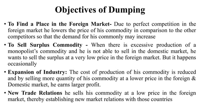 Dumping final ppt | PPTX | Commodities | Economy