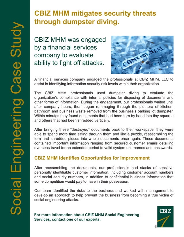Social Engineering Case Study: Dumpster Diving | PDF