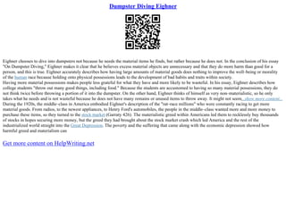Dumpster Diving Thesis | PDF