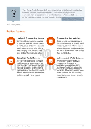 Dump Truck Business Plan Example | Upmetrics | PDF