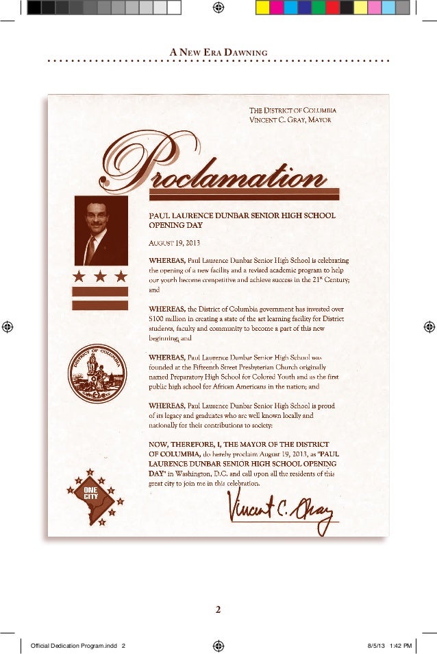 Dunbar Dedication Week Program