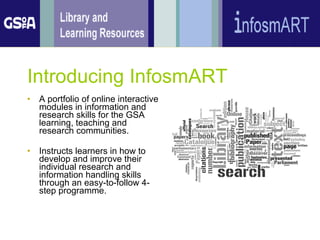 InfosmART: delivering Information Skills to Arts Researchers | PPT