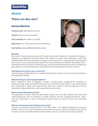 Duncan Martinus - Deloitte Alumni profile | PDF