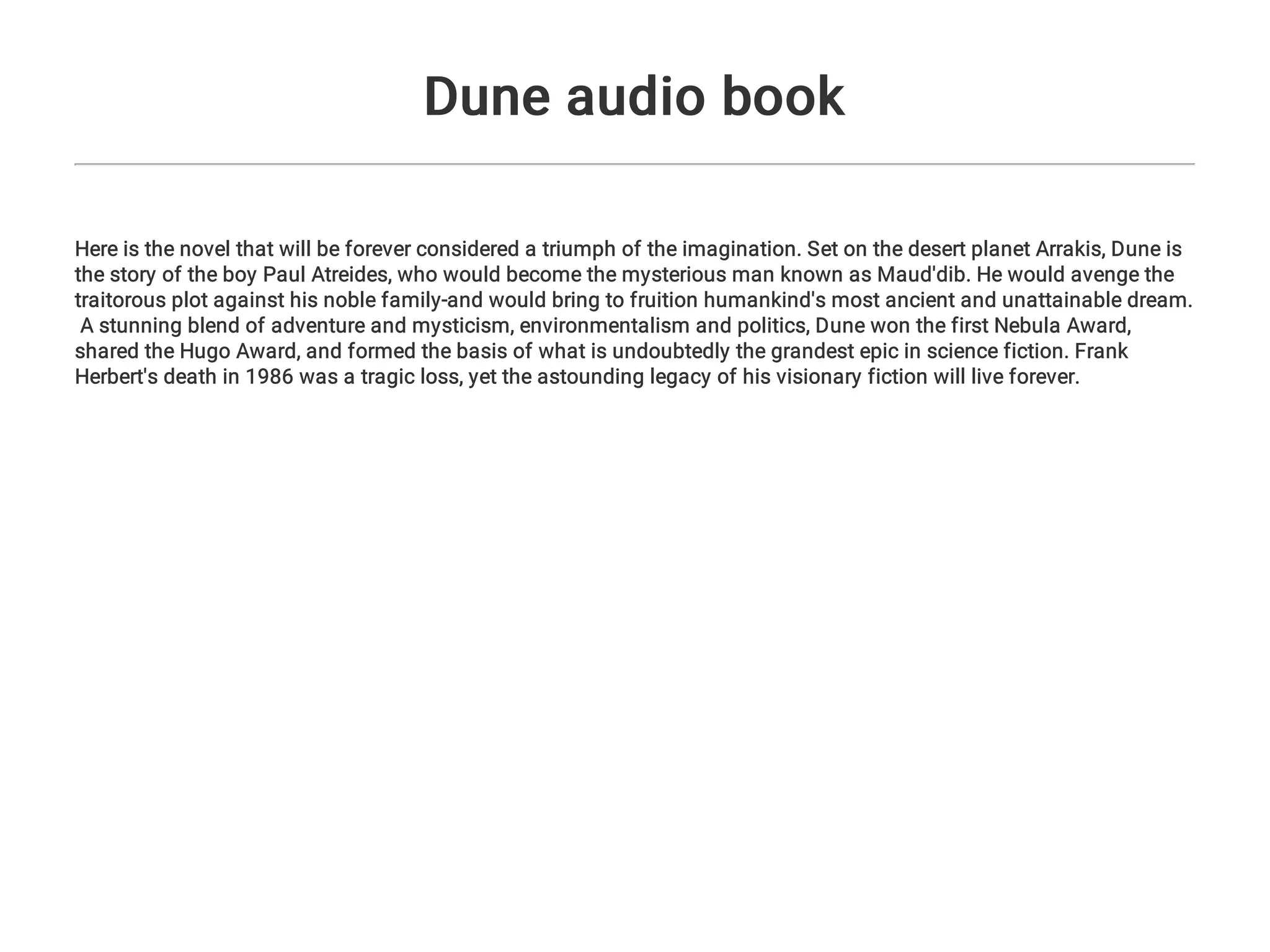 Dune audio book | PDF